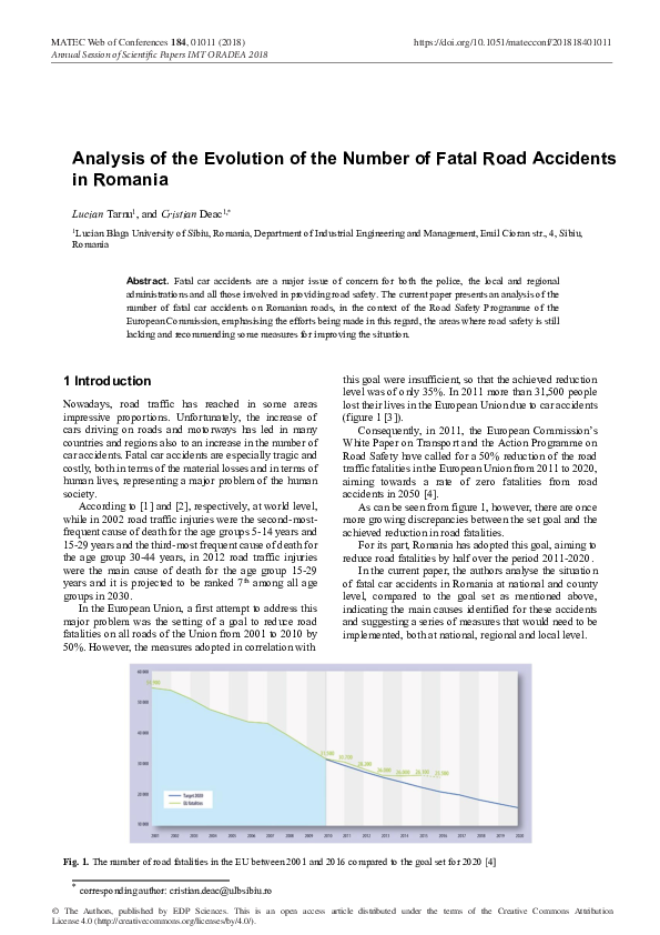 (PDF) Analysis of the Evolution of the Number of Fatal Road Accidents ...
