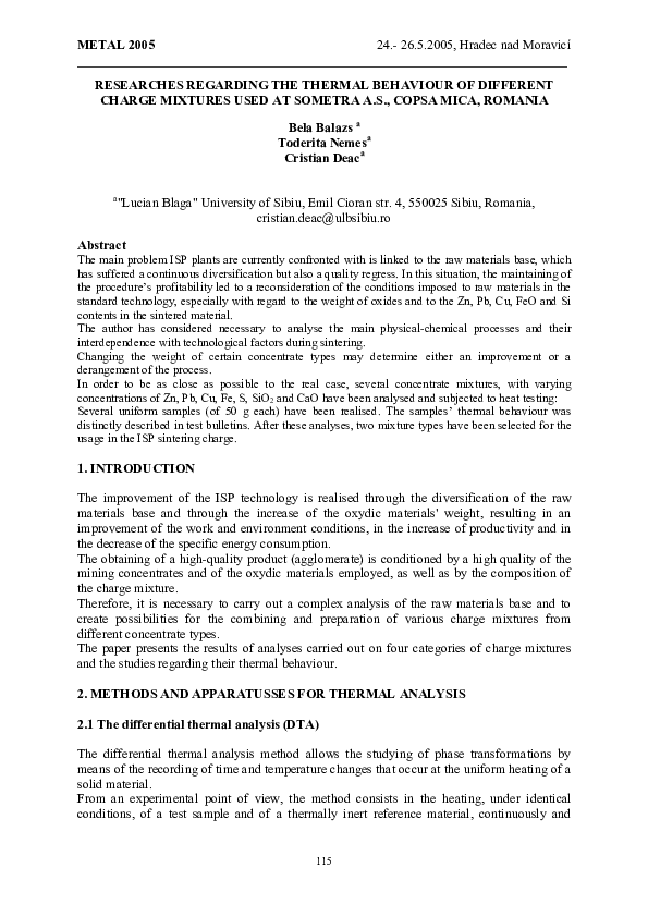 (PDF) Researches Regarding the Thermal Behaviour of Different Charge ...