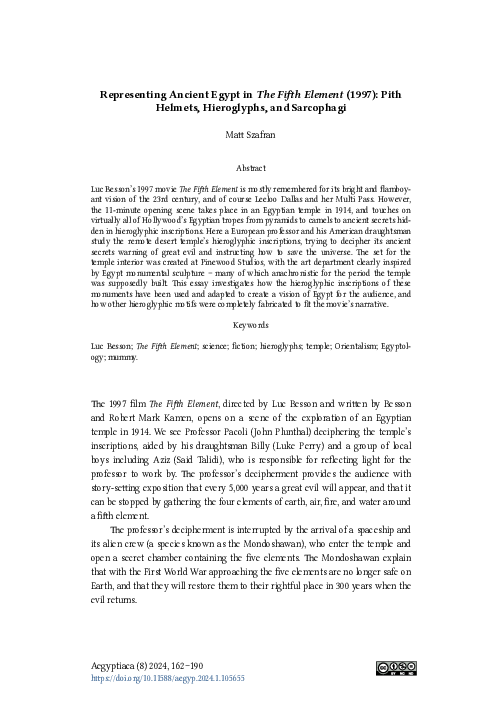(PDF) Representing Ancient Egypt in The Fifth Element (1997): Pith ...
