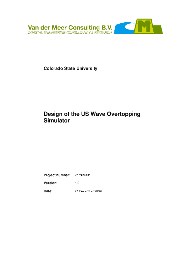 (PDF) Design of the US Wave Overtopping Simulator