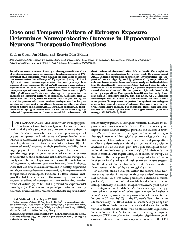 (PDF) Dose and Temporal Pattern of Estrogen Exposure Determines Neuroprotective Outcome in ...