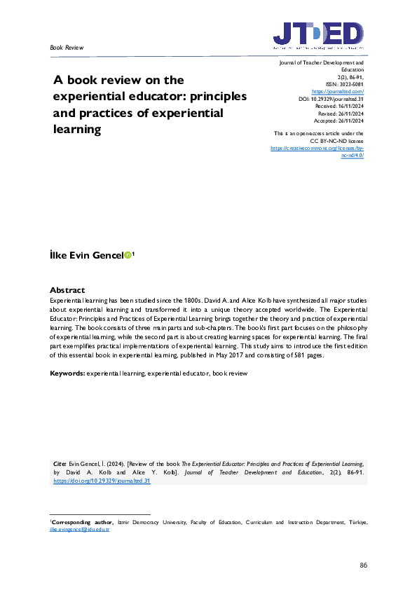 (PDF) A book review on the experiential educator: principles and ...