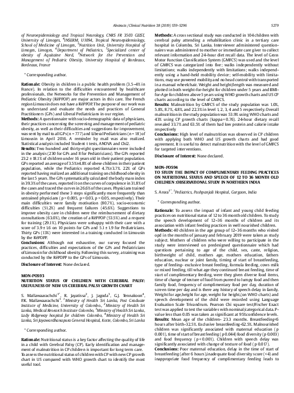(PDF) MON-PO593: Nutrition Status of Children with Cerebral Palsy ...