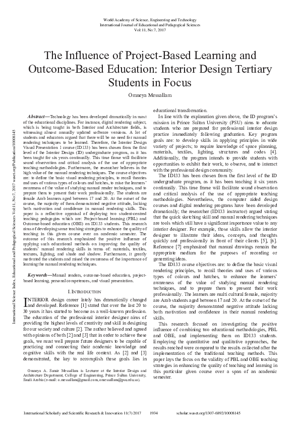 (PDF) The Influence Of Project-Based Learning And Outcome-Based ...