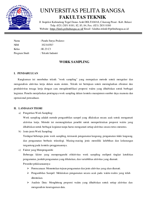 (PDF) Work Sampling