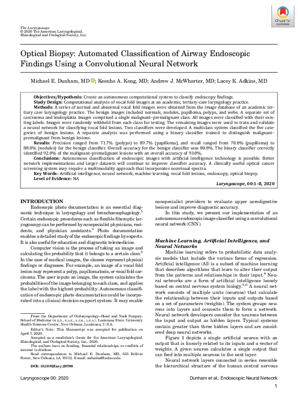 (PDF) Optical Biopsy: Automated Classification of Airway Endoscopic ...