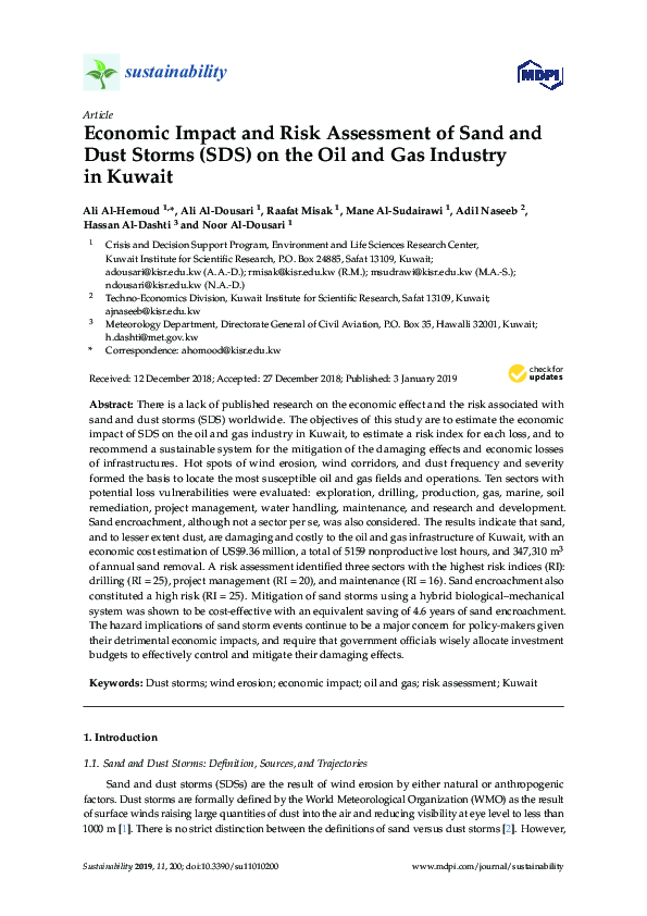 (PDF) Economic Impact and Risk Assessment of Sand and Dust Storms (SDS ...