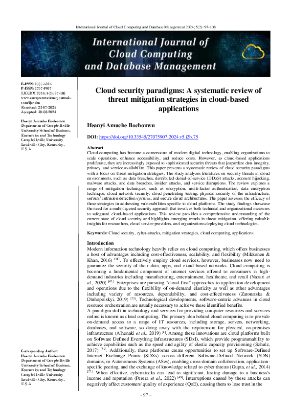 (PDF) Cloud security paradigms A systematic review of threat mitigation strategies in cloud ...