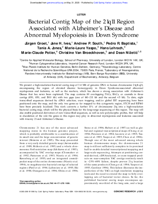(PDF) Bacterial Contig Map of the 21q11 Region Associated with ...