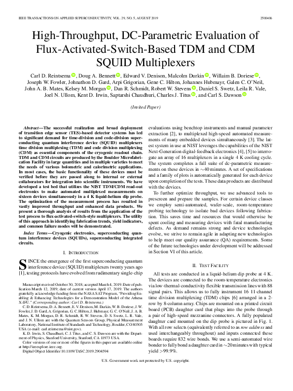 (PDF) High-Throughput, DC-Parametric Evaluation of Flux-Activated-Switch-Based TDM and CDM SQUID ...