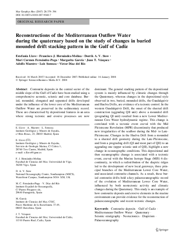 (PDF) Reconstructions of the Mediterranean Outflow Water during the ...