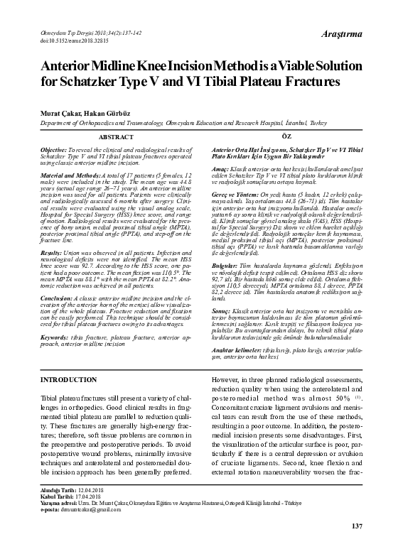 (PDF) Anterior Midline Knee Incision Method is a Viable Solution for ...