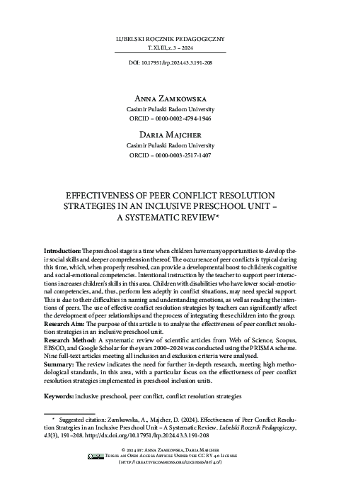 (PDF) Effectiveness of Peer Conflict Resolution Strategies in an ...