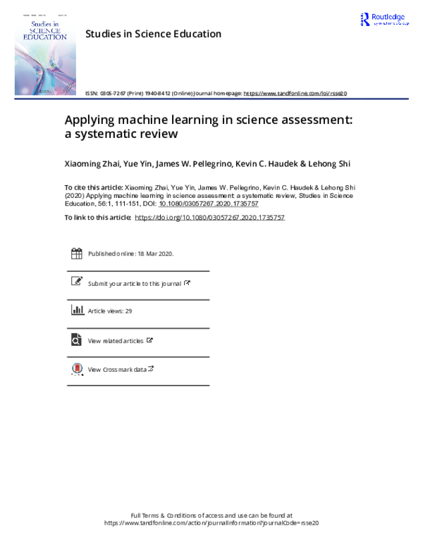 (PDF) Machine Learning in Science Assessment Review (PDF) Machine Learning in Science Assessment Review