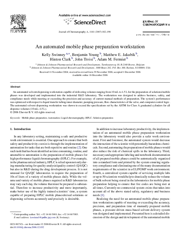(PDF) An automated mobile phase preparation workstation