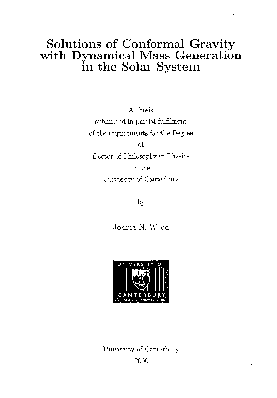 (PDF) Solutions of conformal gravity with dynamical mass generation in ...