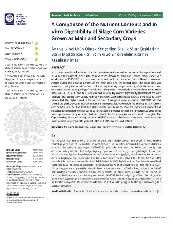 (PDF) A Comparison of the Nutrient Contents and In Vitro Digestibility ...