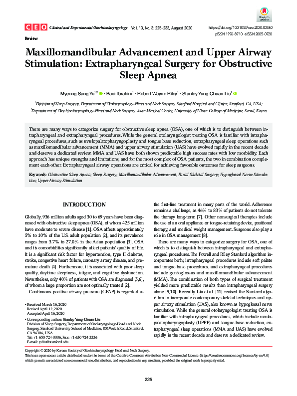 (PDF) Maxillomandibular Advancement and Upper Airway Stimulation ...