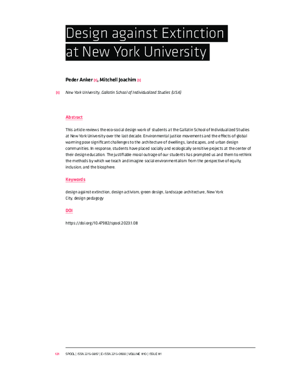 (PDF) Design against Extinction at New York University