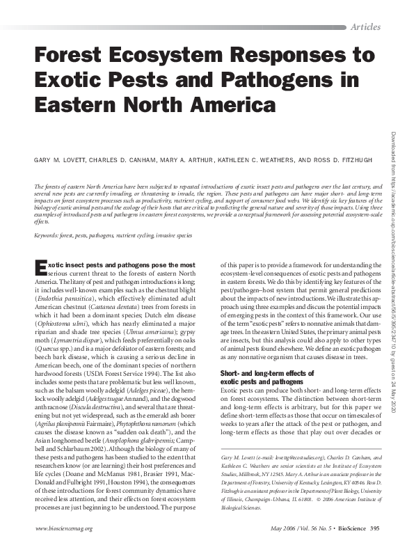 (PDF) Forest Ecosystem Responses to Exotic Pests and Pathogens in ...