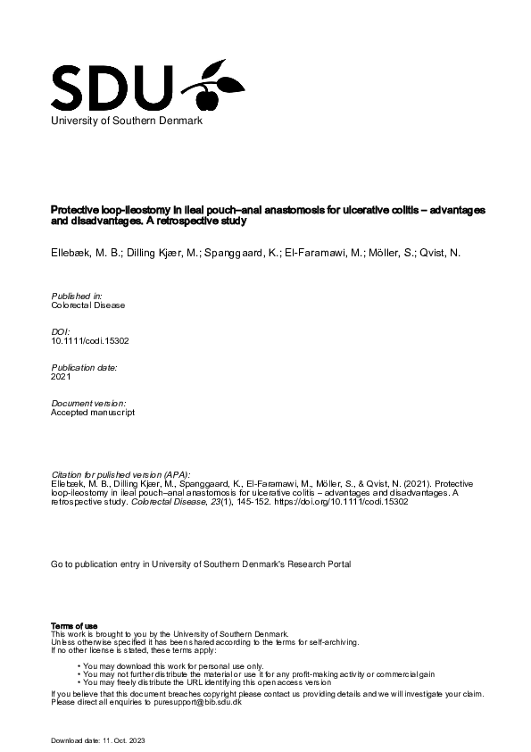 (PDF) Protective loop‐ileostomy in ileal pouch–anal anastomosis for ...