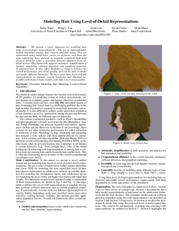 (PDF) Modeling hair using level-of-detail representations | Ming C. Lin - Academia.edu
