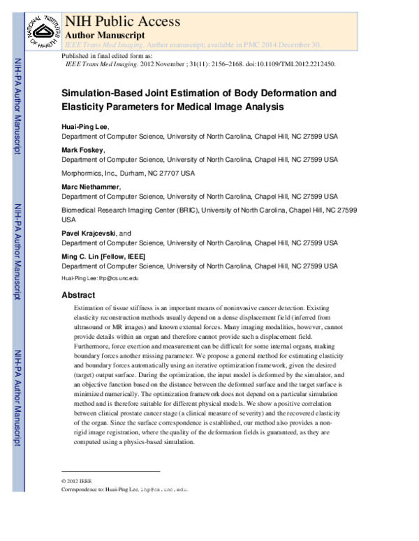 (PDF) Simulation-Based Joint Estimation of Body Deformation and Elasticity Parameters for ...
