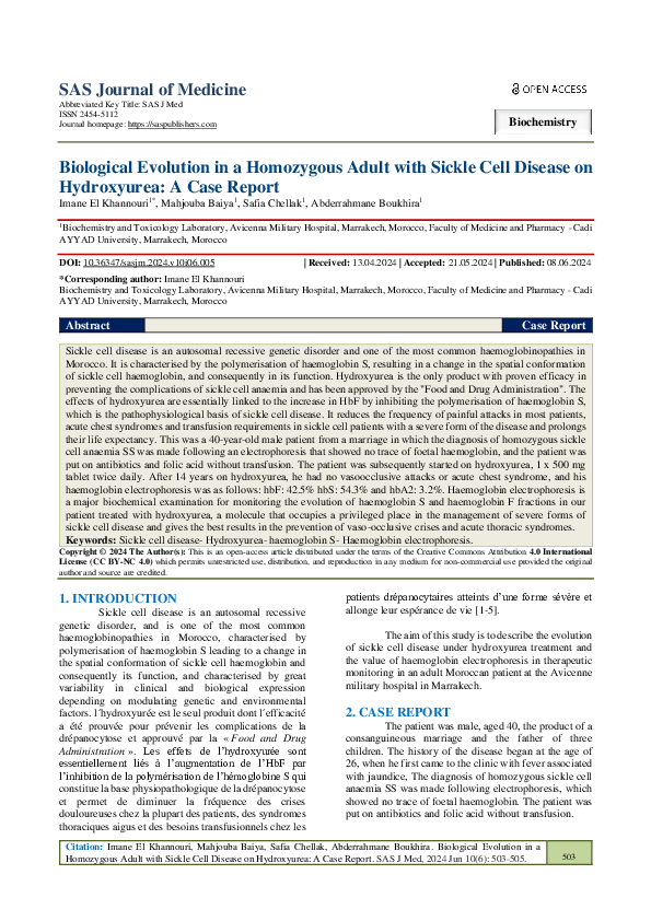 (PDF) Biological Evolution in a Homozygous Adult with Sickle Cell ...