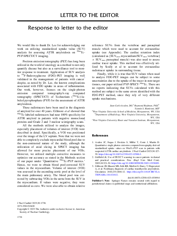 (PDF) Response to letter to the editor | Raymond Raylman - Academia.edu