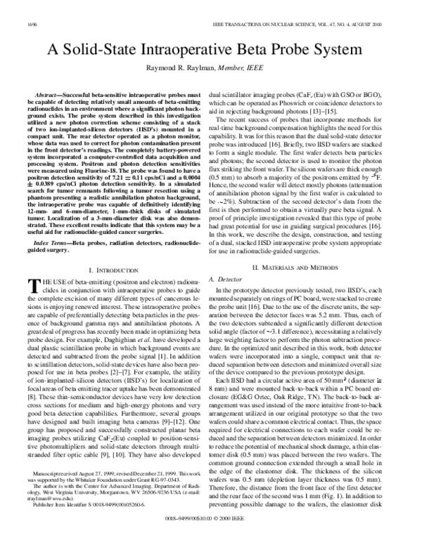 (PDF) A solid-state intraoperative beta probe system
