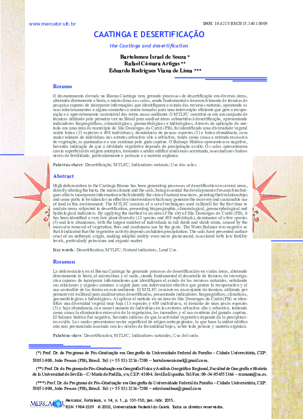 (PDF) the Caatinga and desertification