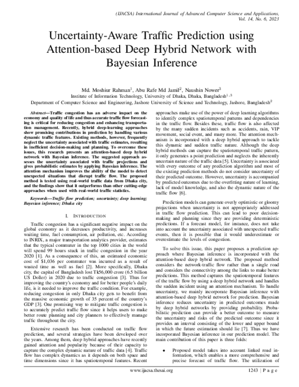 (PDF) Uncertainty-Aware Traffic Prediction using Attention-based Deep Hybrid Network with ...