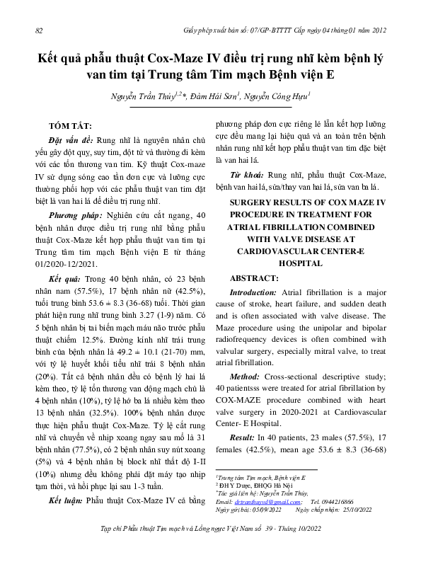 (PDF) Surgery results of Cox-Maze IV procedure in treatment for atrial ...