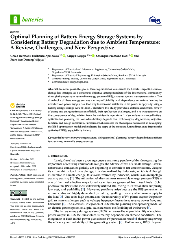 (PDF) Optimal Planning of Battery Energy Storage Systems by Considering Battery Degradation due ...