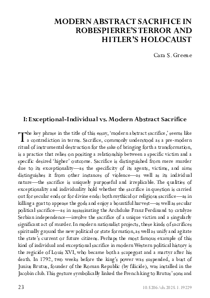 (PDF) Modern Abstract Sacrifice in Robespierre's Terror and Hitler's ...