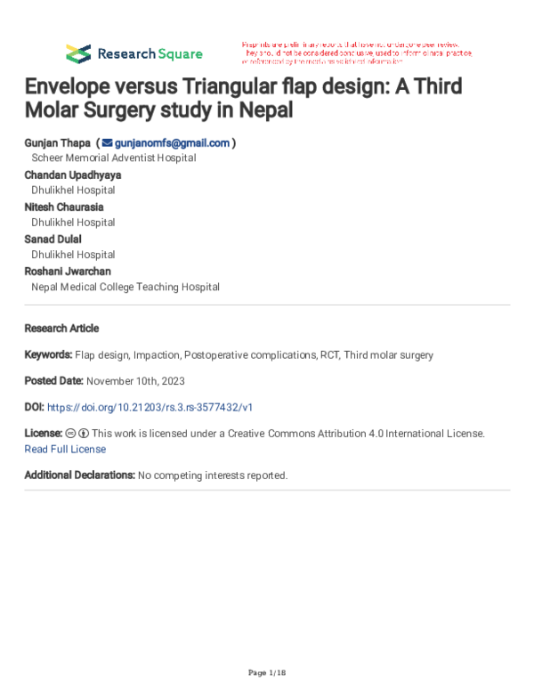 (PDF) Envelope versus Triangular flap design: A Third Molar Surgery ...