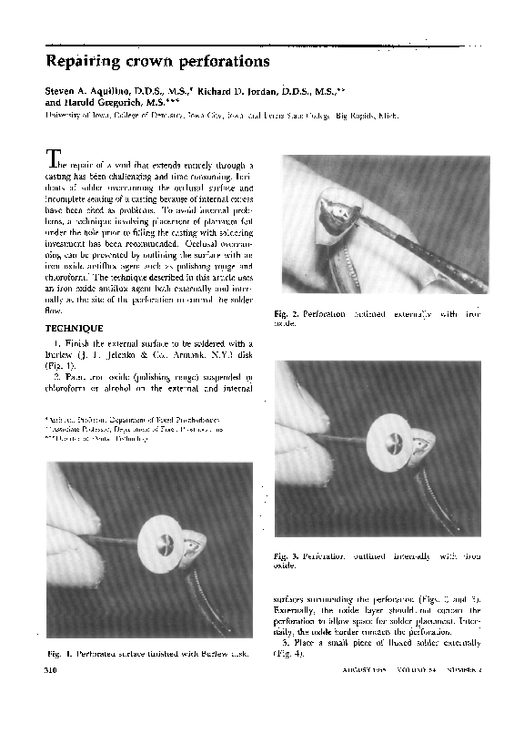 (PDF) Repairing crown perforations