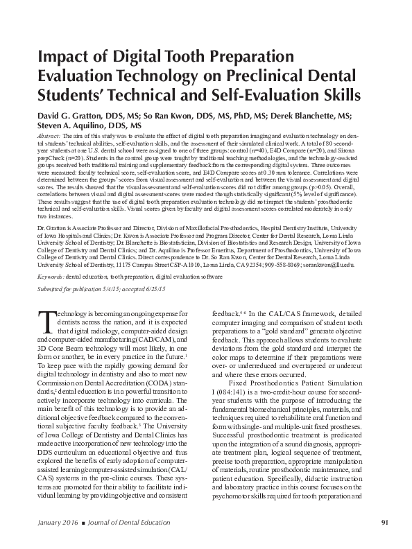 (PDF) Impact of Digital Tooth Preparation Evaluation Technology on ...