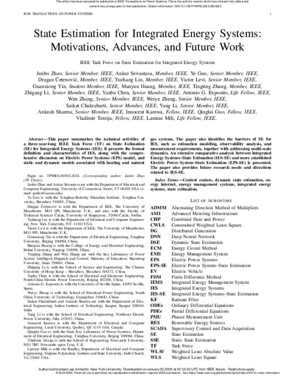 (PDF) State Estimation for Integrated Energy Systems: Motivations ...