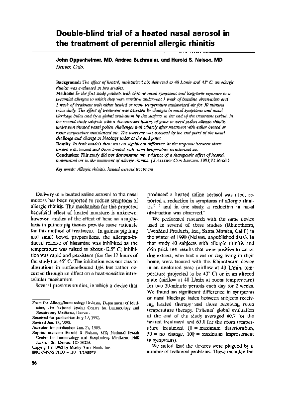 (PDF) Double-blind trial of a heated nasal aerosol in the treatment of ...