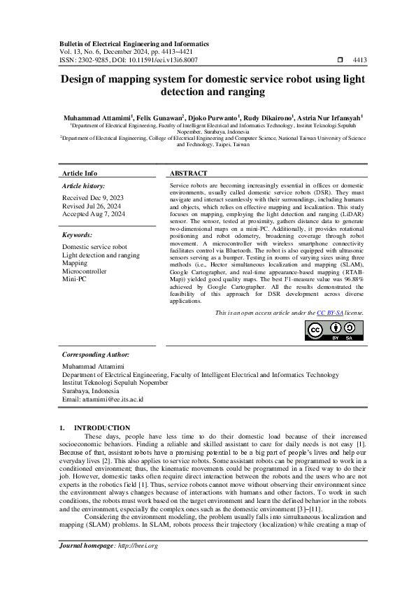 (PDF) Design of mapping system for domestic service robot using light ...