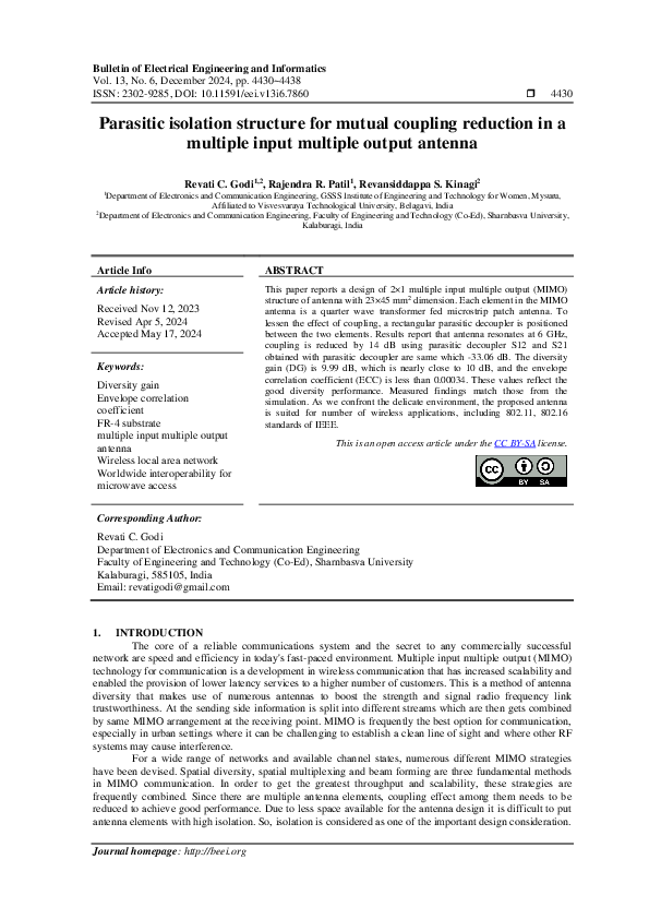 Pdf Parasitic Isolation Structure For Mutual Coupling Reduction In A Multiple Input Multiple