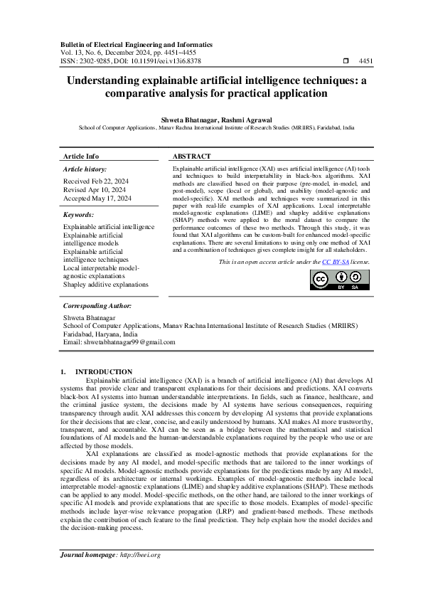 Pdf Understanding Explainable Artificial Intelligence Techniques A