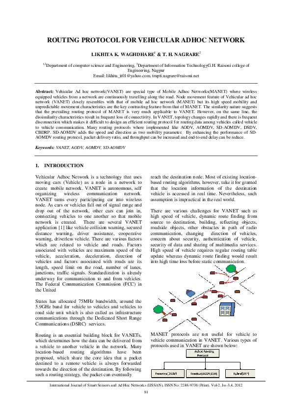 (PDF) Routing Protocol for Vehicular Adhoc Network | Trupti Nagrare - Academia.edu
