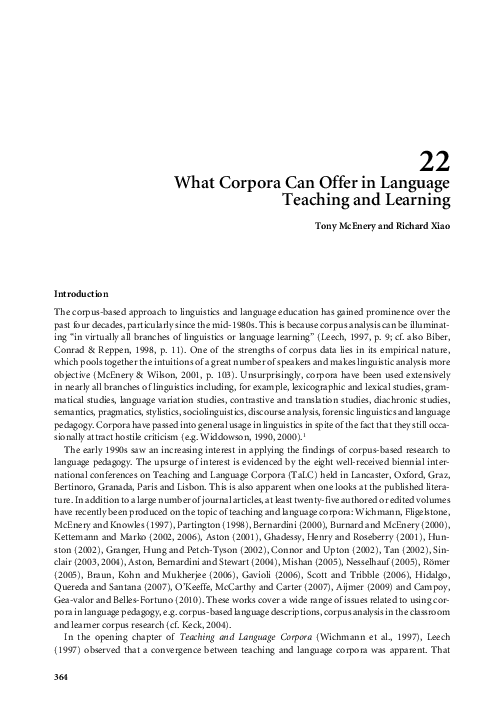 (PDF) What Corpora Can Offer in Language Teaching and Learning