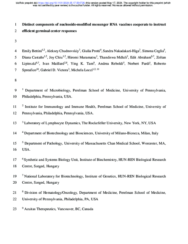 (PDF) Distinct components of nucleoside-modified messenger RNA vaccines ...