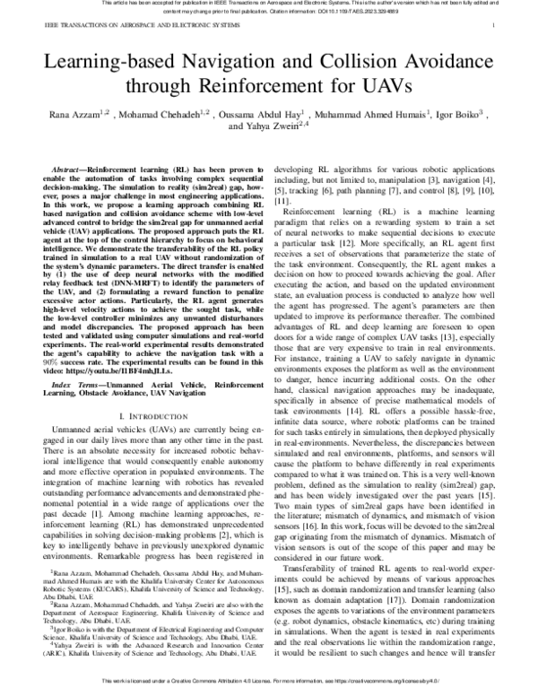 (PDF) Learning-Based Navigation and Collision Avoidance Through ...