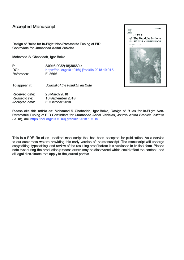 (PDF) Design of rules for in-flight non-parametric tuning of PID controllers for unmanned aerial ...
