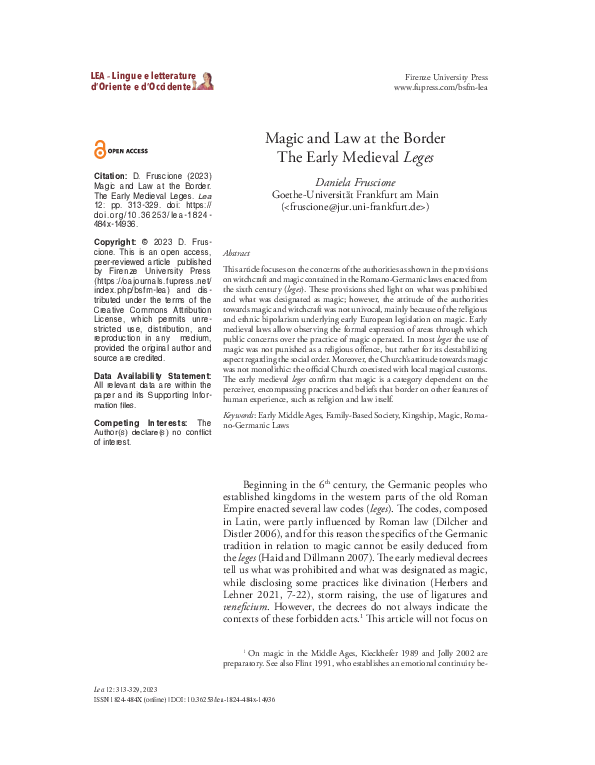 (PDF) Magic and Law at the Border. The Early Medieval Leges