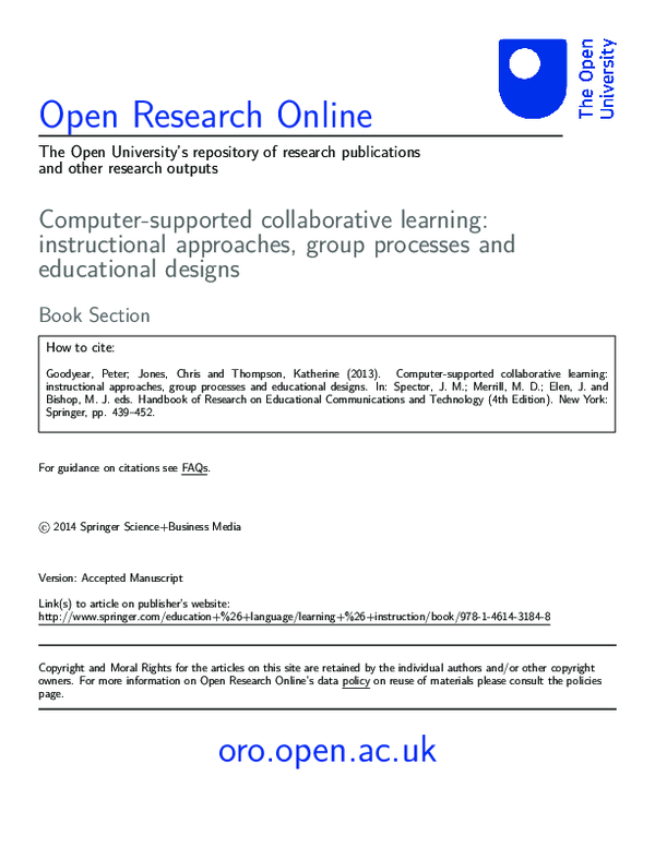 (PDF) Computer-Supported Collaborative Learning: Instructional ...
